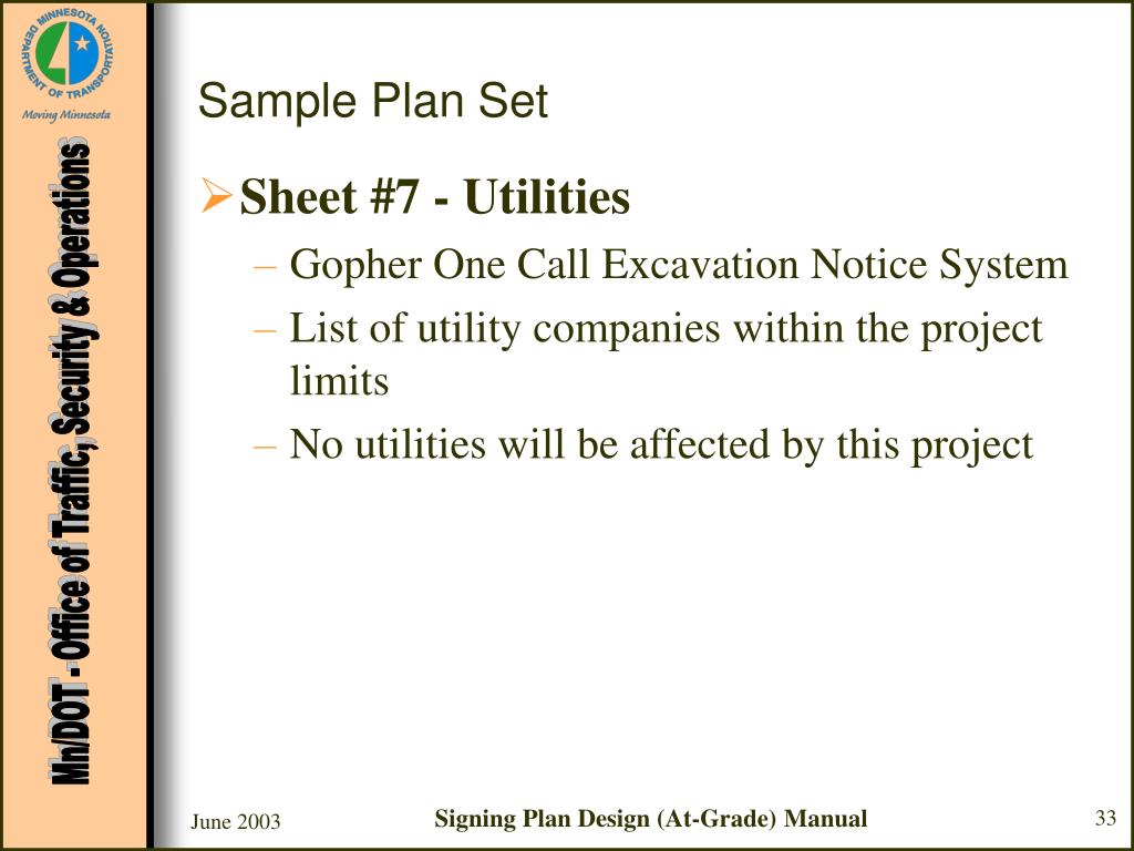 PPT - Signing Plan Design - At Grade Intersections Sample Plan Set ...