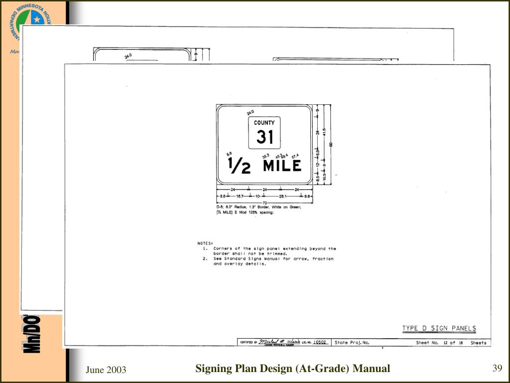 PPT - Signing Plan Design - At Grade Intersections Sample Plan Set ...