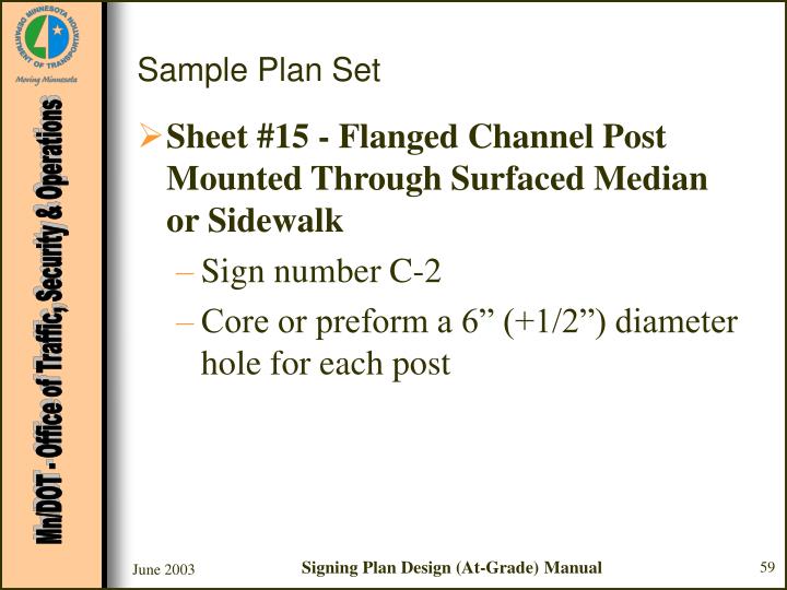 PPT - Signing Plan Design - At Grade Intersections Sample Plan Set ...