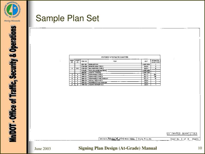 PPT - Signing Plan Design - At Grade Intersections Sample Plan Set ...
