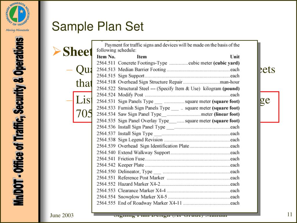 PPT - Signing Plan Design - At Grade Intersections Sample Plan Set ...