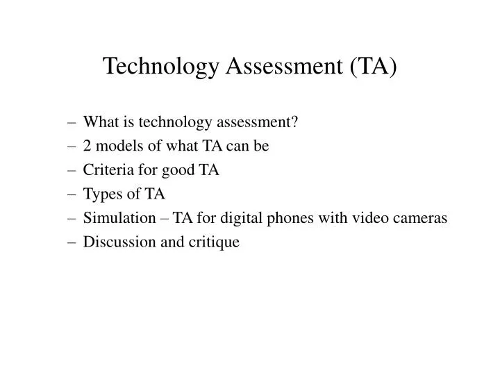 PPT - Technology Assessment (TA) PowerPoint Presentation, free download ...