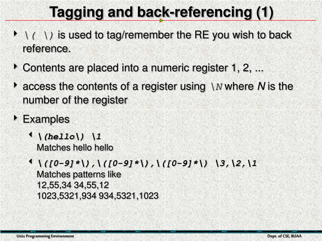 Ppt Unix Programming Environment Part 3 4 Regular Expression And Pattern Matching Powerpoint