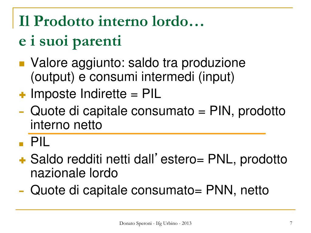 PPT - La contabilità nazionale, il Prodotto interno lordo e il ...