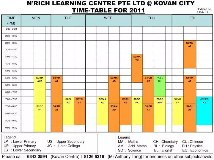 PPT - TIME-TABLE FOR 2011 PowerPoint Presentation, free download - ID ...