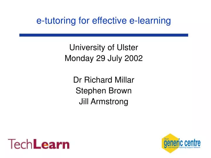 PPT - e-tutoring for effective e-learning PowerPoint Presentation, free ...