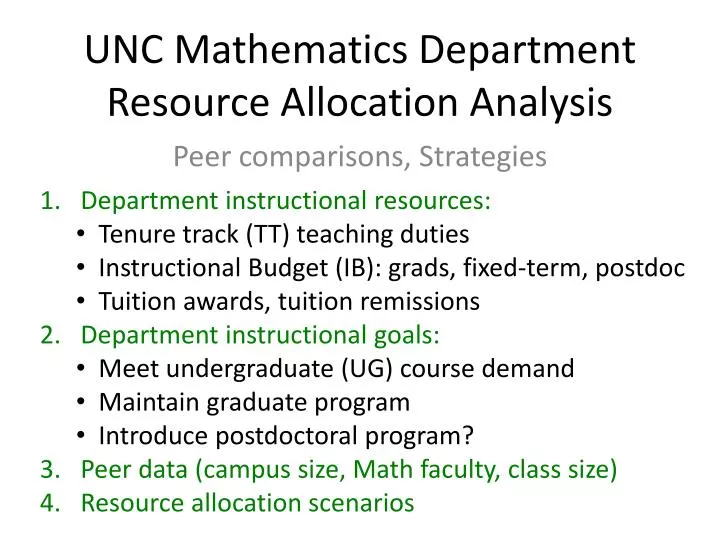 PPT - UNC Mathematics Department Resource Allocation Analysis ...