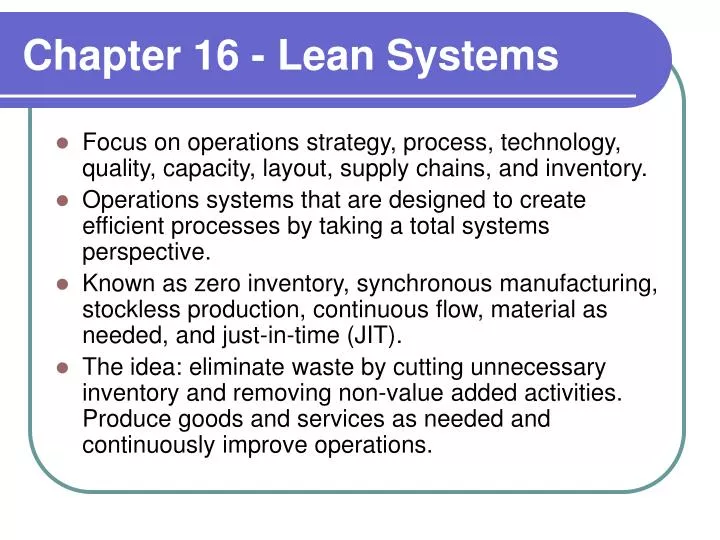 PPT - Chapter 16 - Lean Systems PowerPoint Presentation, free download ...