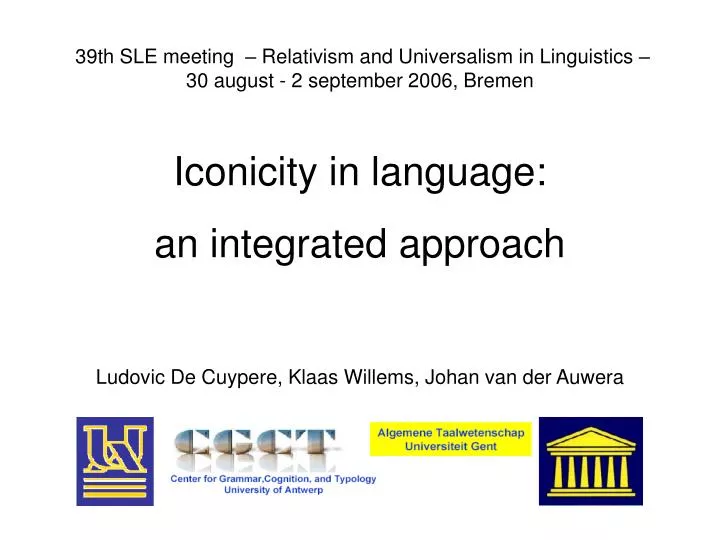 PPT - Iconicity in language: an integrated approach PowerPoint ...