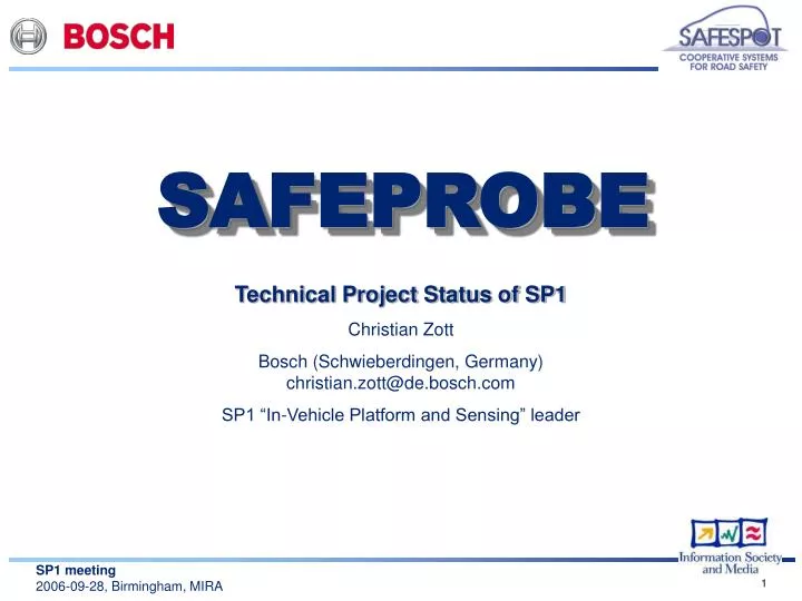 PPT - Technical Project Status of SP1 Christian Zott PowerPoint ...