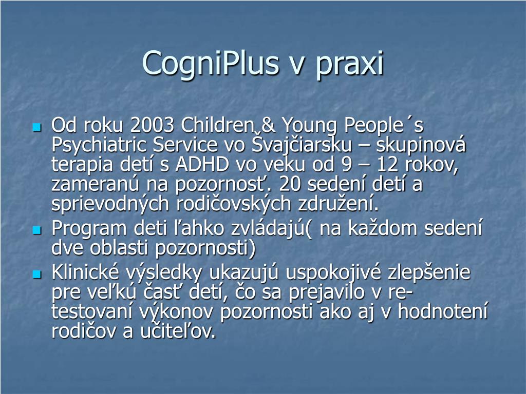PPT - Nové možnosti tréningu pozornosti u detí s ADHD – PC program ...