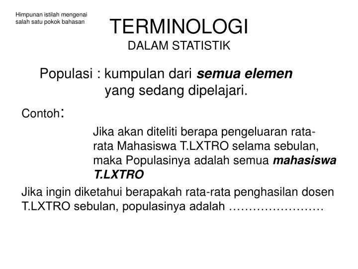 PPT - TERMINOLOGI DALAM STATISTIK PowerPoint Presentation, free ...