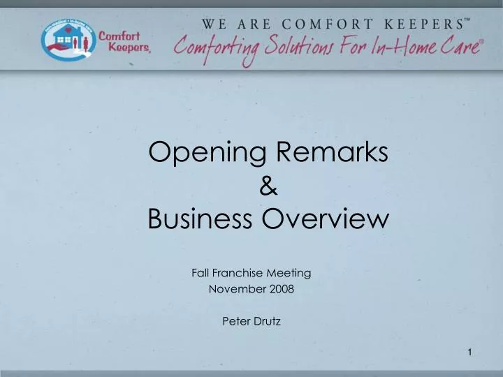 PPT - Opening Remarks & Business Overview PowerPoint Presentation, free ...