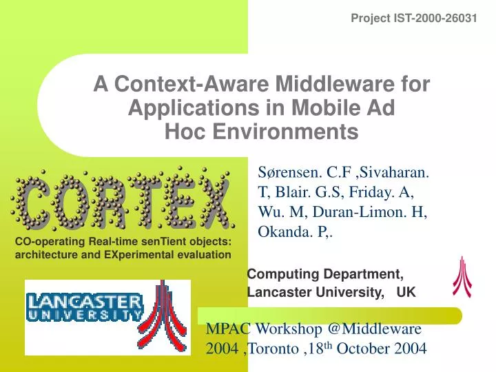 Ppt A Context Aware Middleware For Applications In Mobile Ad Hoc Environments Powerpoint