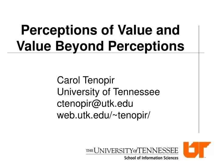 PPT - Perceptions of Value and Value Beyond Perceptions PowerPoint ...