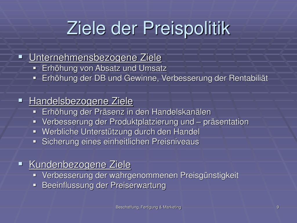 PPT - Kontrahierungspolitik und preispolitische Überlegungen PowerPoint ...