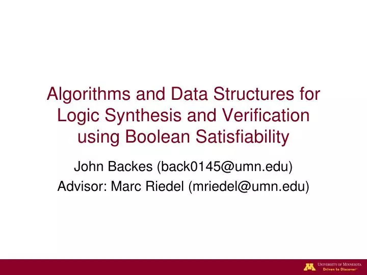 Ppt Algorithms And Data Structures For Logic Synthesis And Verification Using Boolean