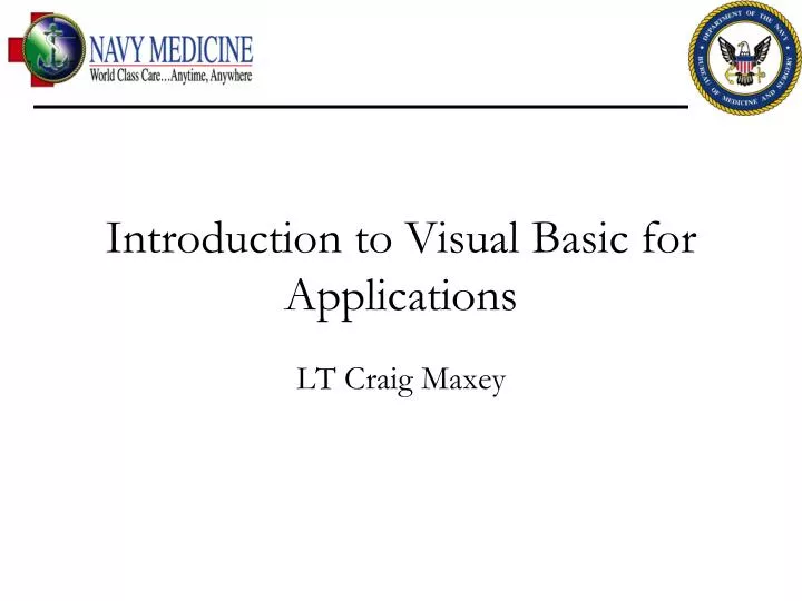 PPT - Introduction to Visual Basic for Applications PowerPoint ...