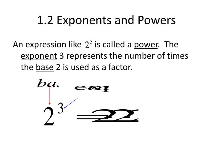 PPT - 1.2 Exponents and Powers PowerPoint Presentation, free download ...