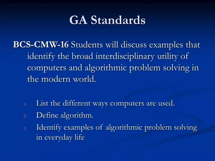 PPT - GA Standards PowerPoint Presentation, free download - ID:5729878