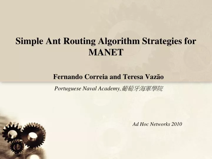 Ppt Simple Ant Routing Algorithm Strategies For Manet Powerpoint