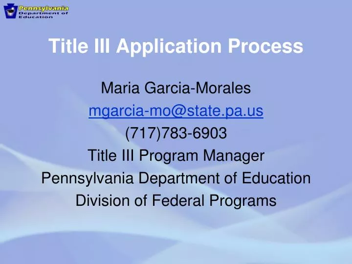 PPT - Title III Application Process PowerPoint Presentation, free ...