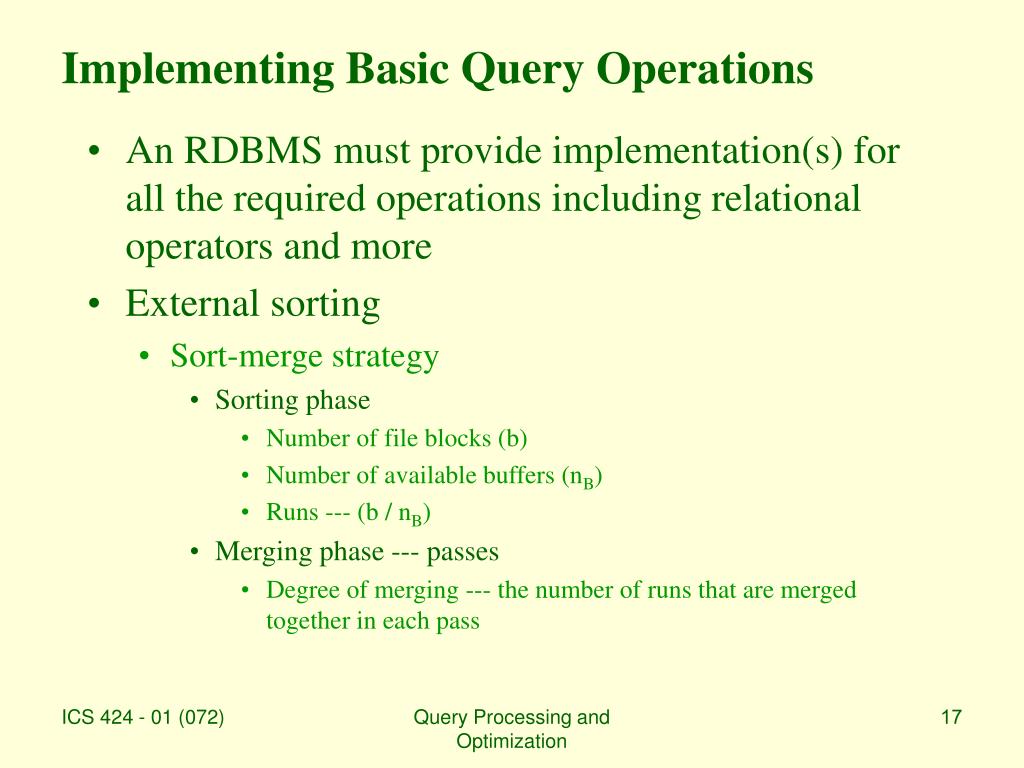 Ppt Chapter 15 Algorithms For Query Processing And Optimization Powerpoint Presentation Id