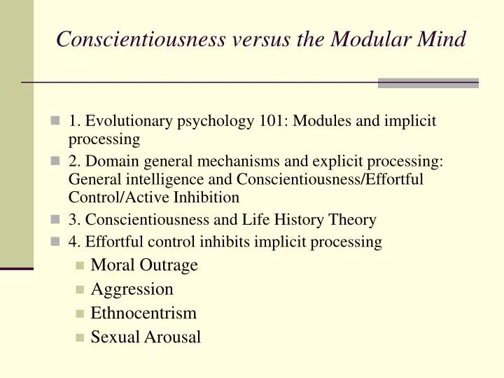 PPT - Conscientiousness versus the Modular Mind PowerPoint Presentation ...