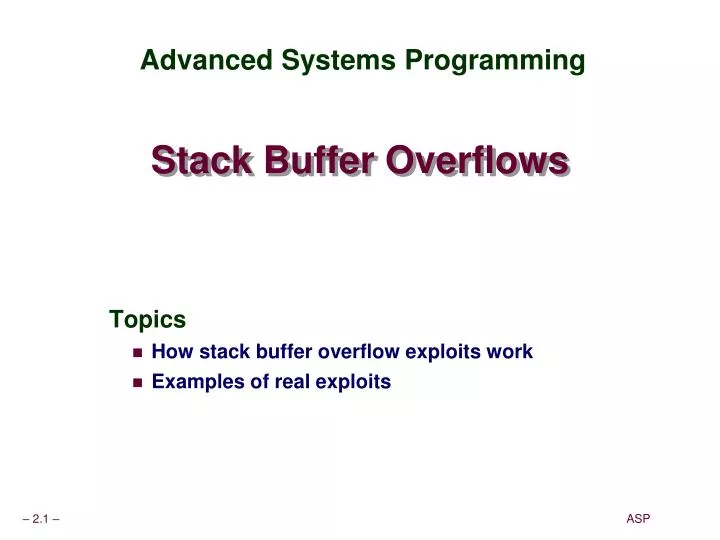 PPT - Stack Buffer Overflows PowerPoint Presentation, free download - ID:5733709