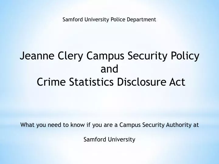 PPT - Samford University Police Department Jeanne Clery Campus Security ...