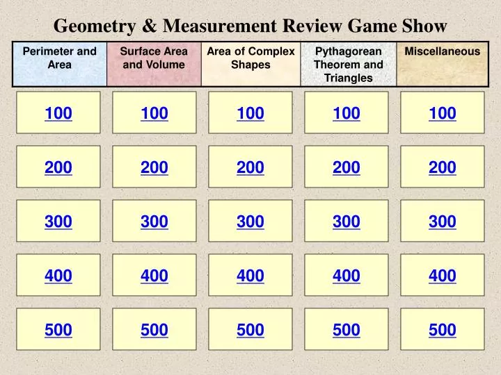 PPT - Geometry & Measurement Review Game Show PowerPoint Presentation ...
