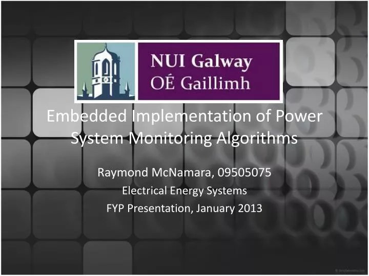 Ppt Embedded Implementation Of Power System Monitoring Algorithms Powerpoint Presentation Id
