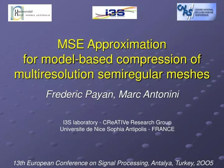 Ppt Mse Approximation For Model Based Compression Of Multiresolution