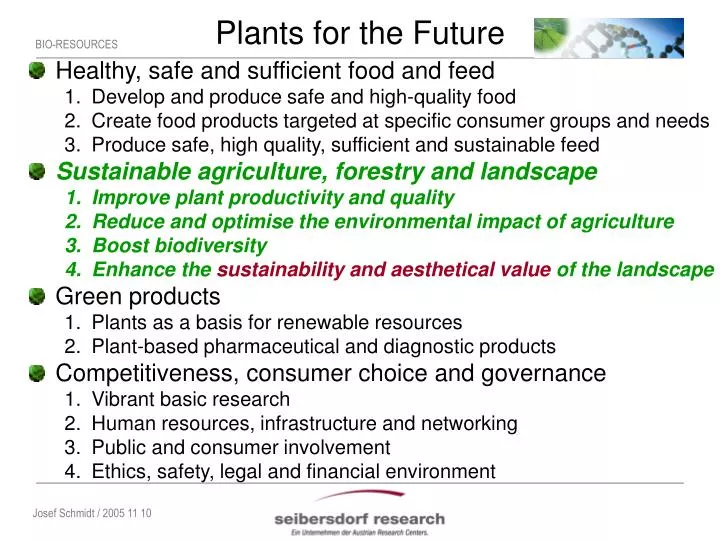 PPT - Healthy, safe and sufficient food and feed Develop and produce ...