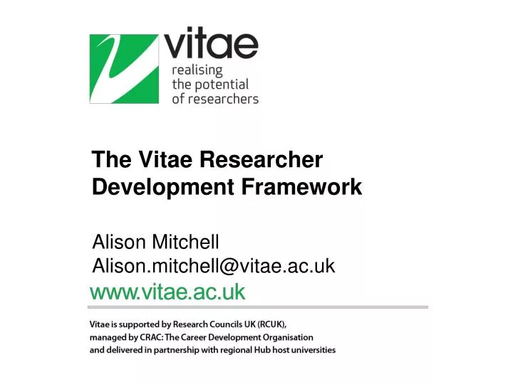 PPT - The Vitae Researcher Development Framework PowerPoint ...