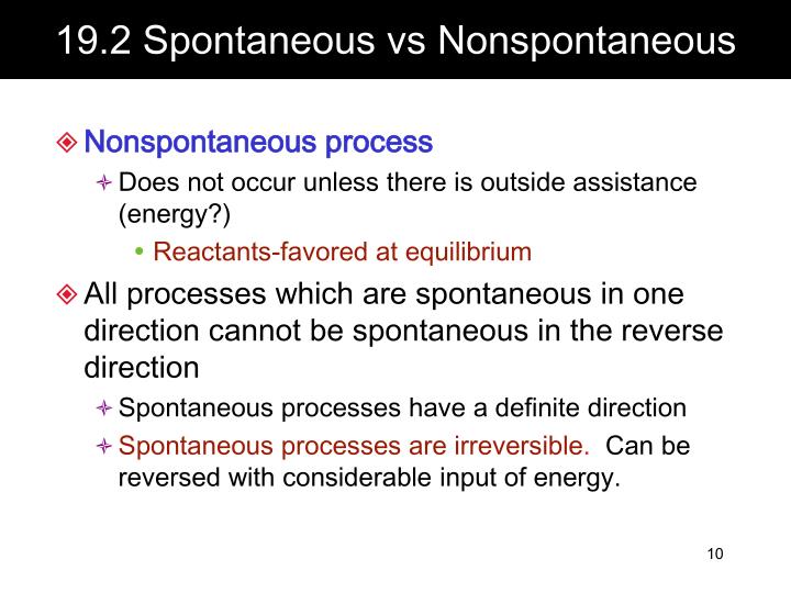 1: spontaneous vs. non-spontaneous processes – what is a spontaneous ...