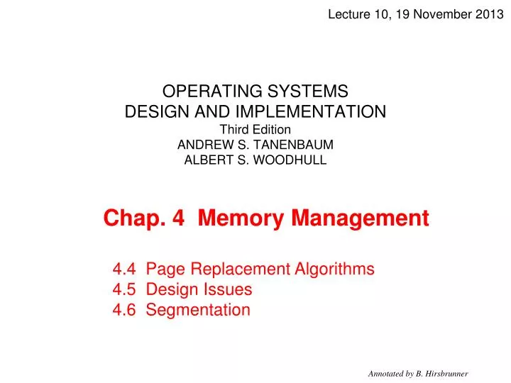 PPT - OPERATING SYSTEMS DESIGN AND IMPLEMENTATION Third Edition ANDREW ...