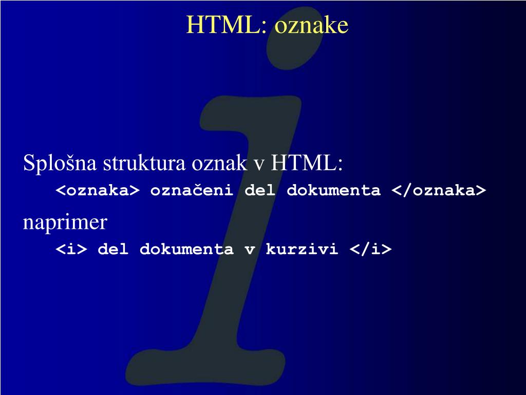 PPT - Označevalni jeziki in spletno publiciranje PowerPoint ...