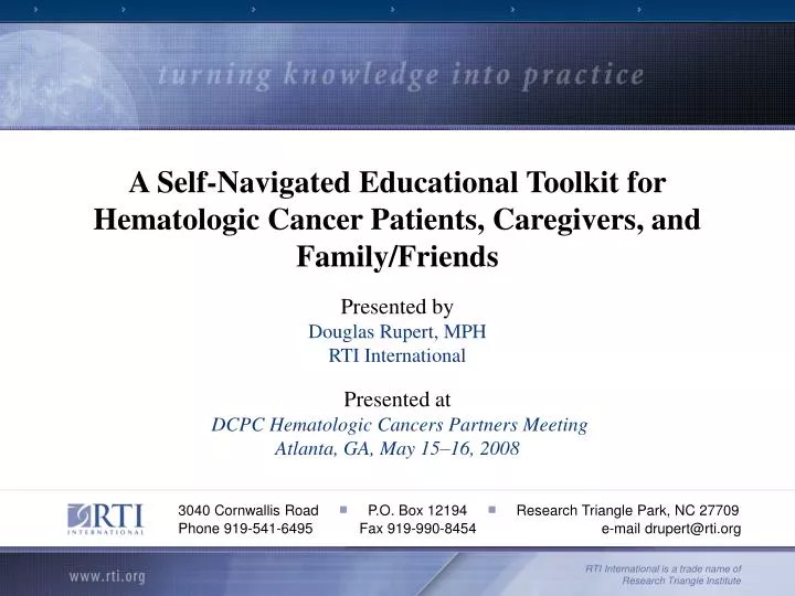PPT - RTI International is a trade name of Research Triangle Institute ...