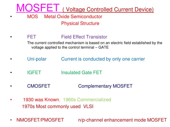 PPT - MOS Field-Effect Transistors (MOSFETs) PowerPoint Presentation ...