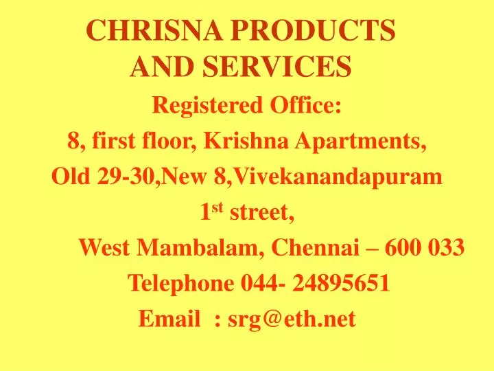 PPT - CHRISNA PRODUCTS AND SERVICES PowerPoint Presentation, free ...