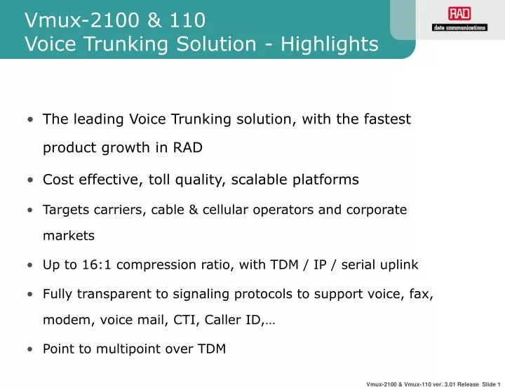PPT - Vmux-2100 & 110 Voice Trunking Solution - Highlights PowerPoint ...
