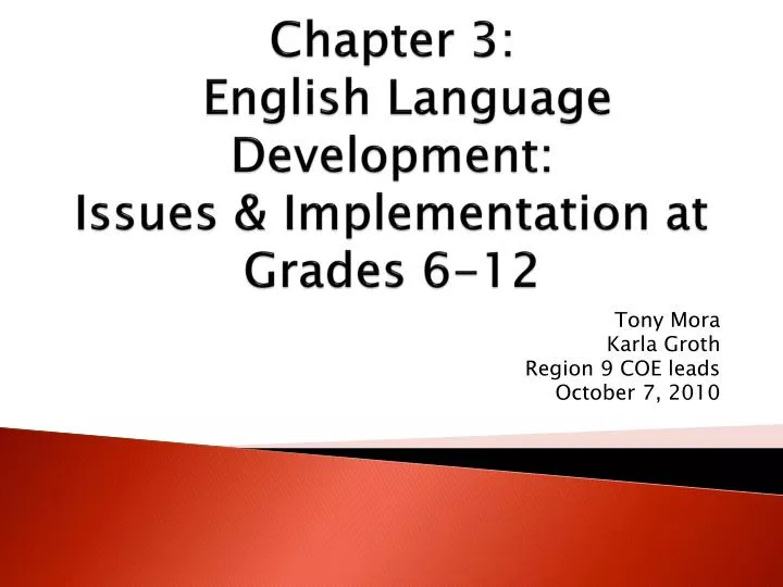 PPT - Chapter 3: English Language Development: Issues & Implementation ...