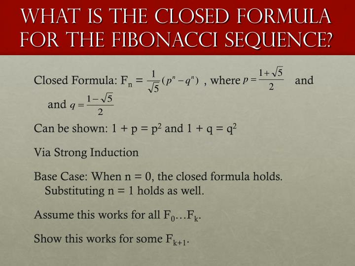 PPT - Generalized Fibonacci Sequence: a n = Aa n-1 + Ba n-2 By ...