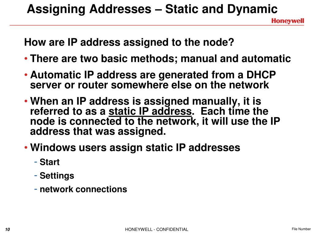 PPT - Ethernet, IP Addresses and Honeywell Automation Systems ...