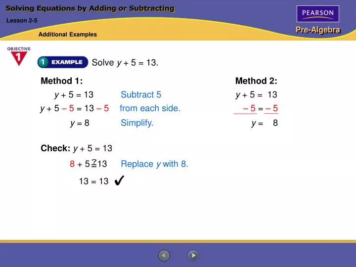 PPT - Solving Equations by Adding or Subtracting PowerPoint Presentation - ID:5760111