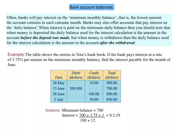 PPT - Bank account balances PowerPoint Presentation, free download - ID ...