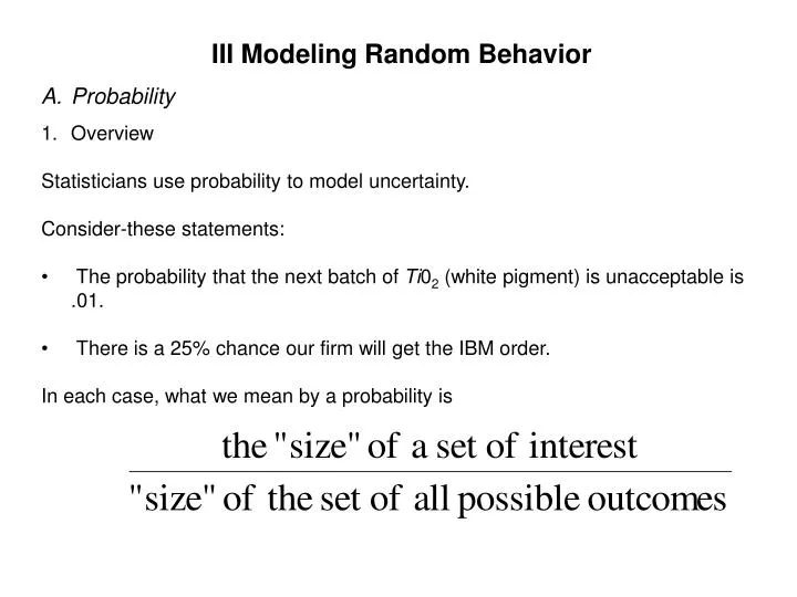 PPT - III Modeling Random Behavior Probability Overview PowerPoint ...
