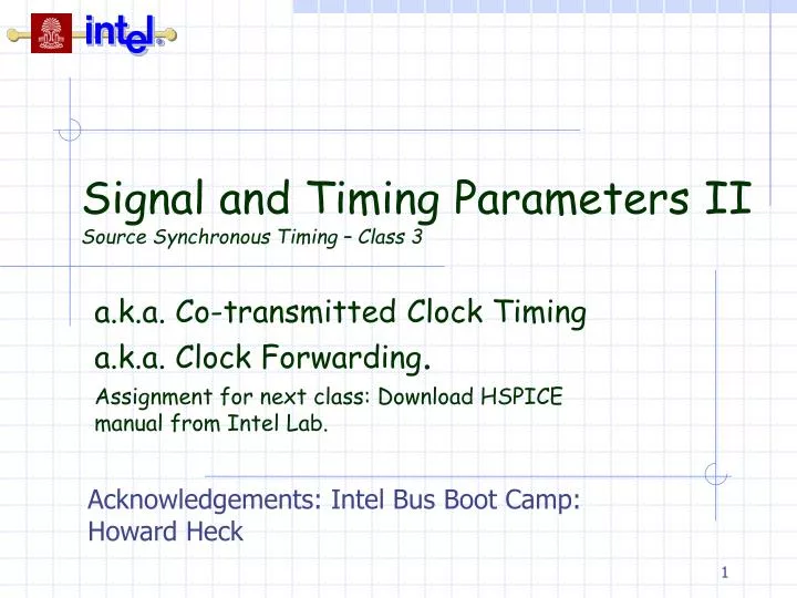 Ppt Signal And Timing Parameters Ii Source Synchronous Timing Class