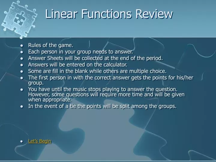 PPT - Linear Functions Review PowerPoint Presentation, free download ...
